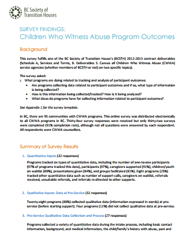 CWWA Program Outcomes Survey Report – BC Society of Transition Houses